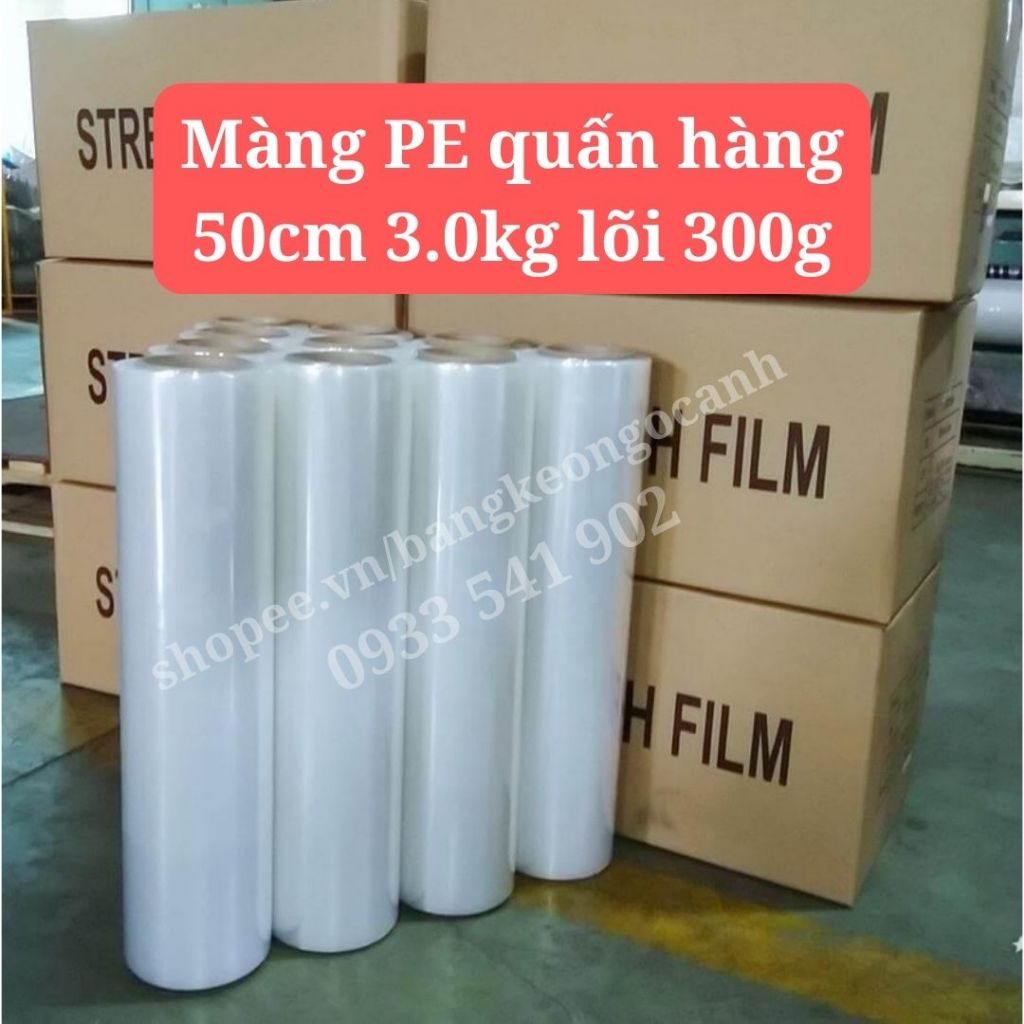 Màng PE 50cm 3kg lõi mỏng 300gram dùng để quấn hàng | Shopee Việt Nam