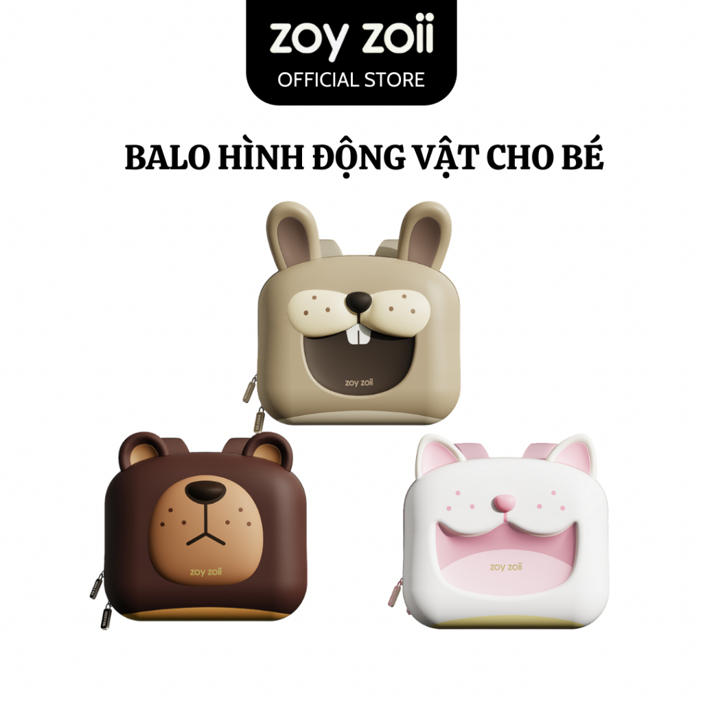 Balo Zoyzoii cho bé mầm non Forest Series Backpack hình động vật cho bé mẫu giáo đi học Mã B18-B ...