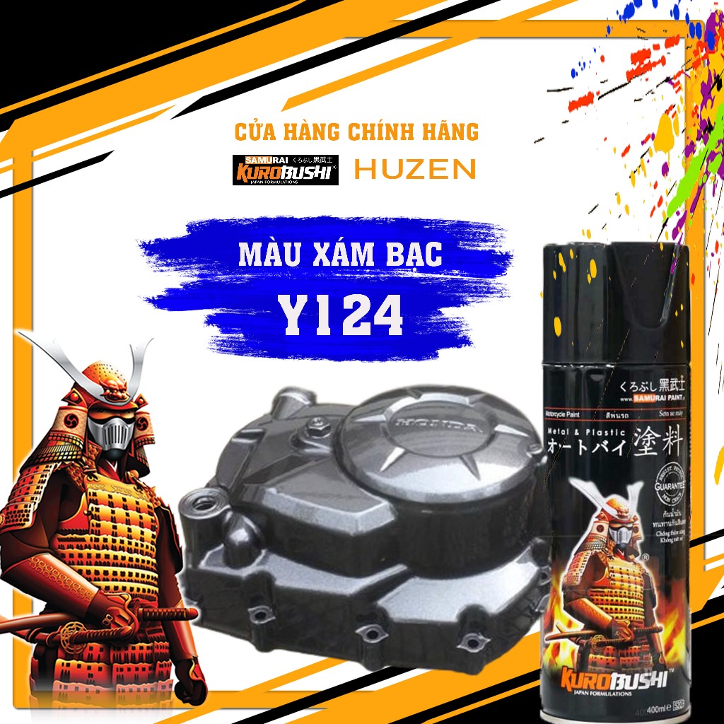 Sơn Samurai Y124 màu Xám Bạc- Huzen Việt Nam | Shopee Việt Nam