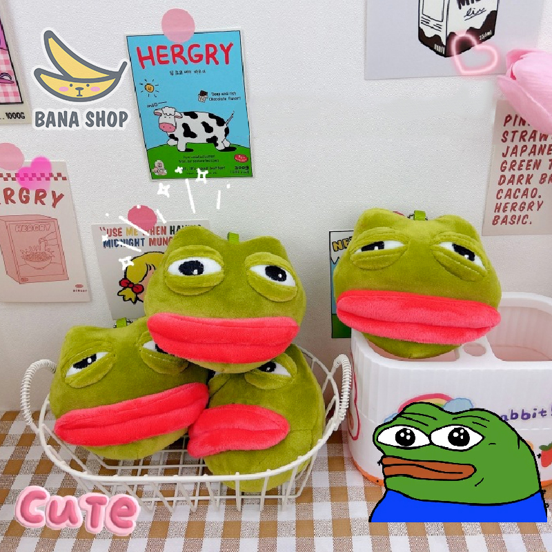 Móc khoá gấu bông đầu ếch xanh Pepe sad frog siêu bựa cho vozer ...