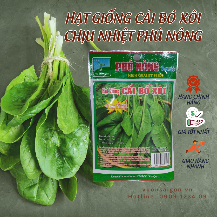 Hạt giống Cải Bó Xôi chịu nhiệt Phú Nông | Vườn Sài Gòn
