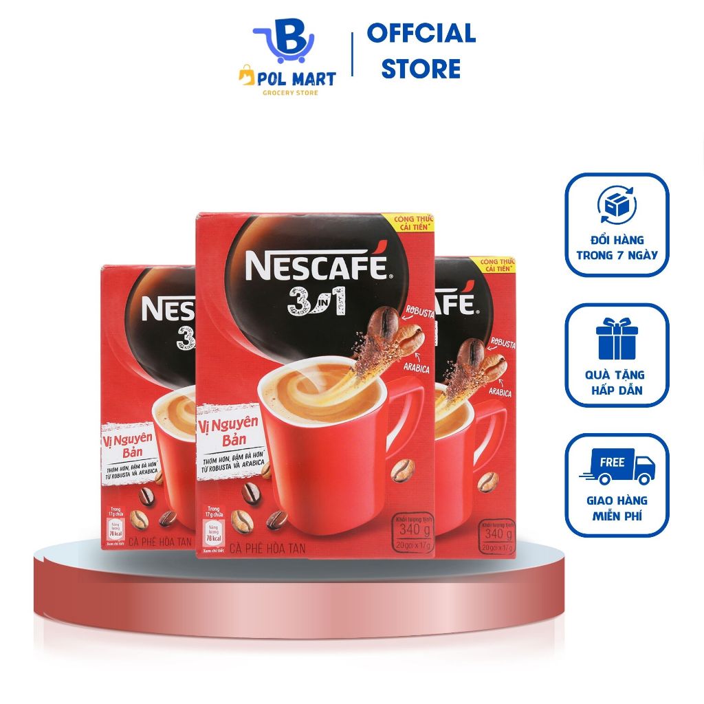 [Hộp 20 gói] Cà phê sữa NesCafe 3in1 Cafe hộp 340g (20 gói) thơm ngon đậm vị - POL MART | Shopee ...