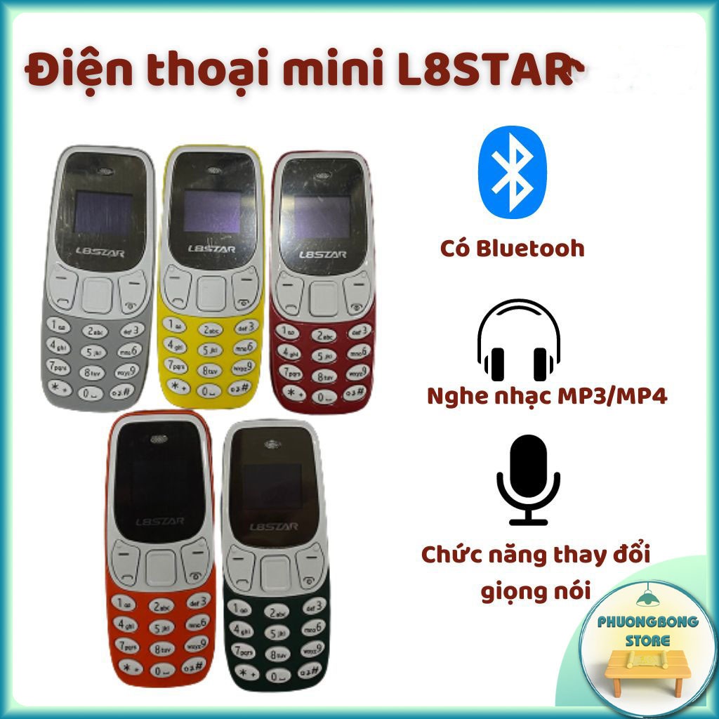 Điện Thoại Mini L8STAR 2 Sim 2 Sóng, Có Thẻ Nhớ, Bluetooh, Nghe Nhạc ...