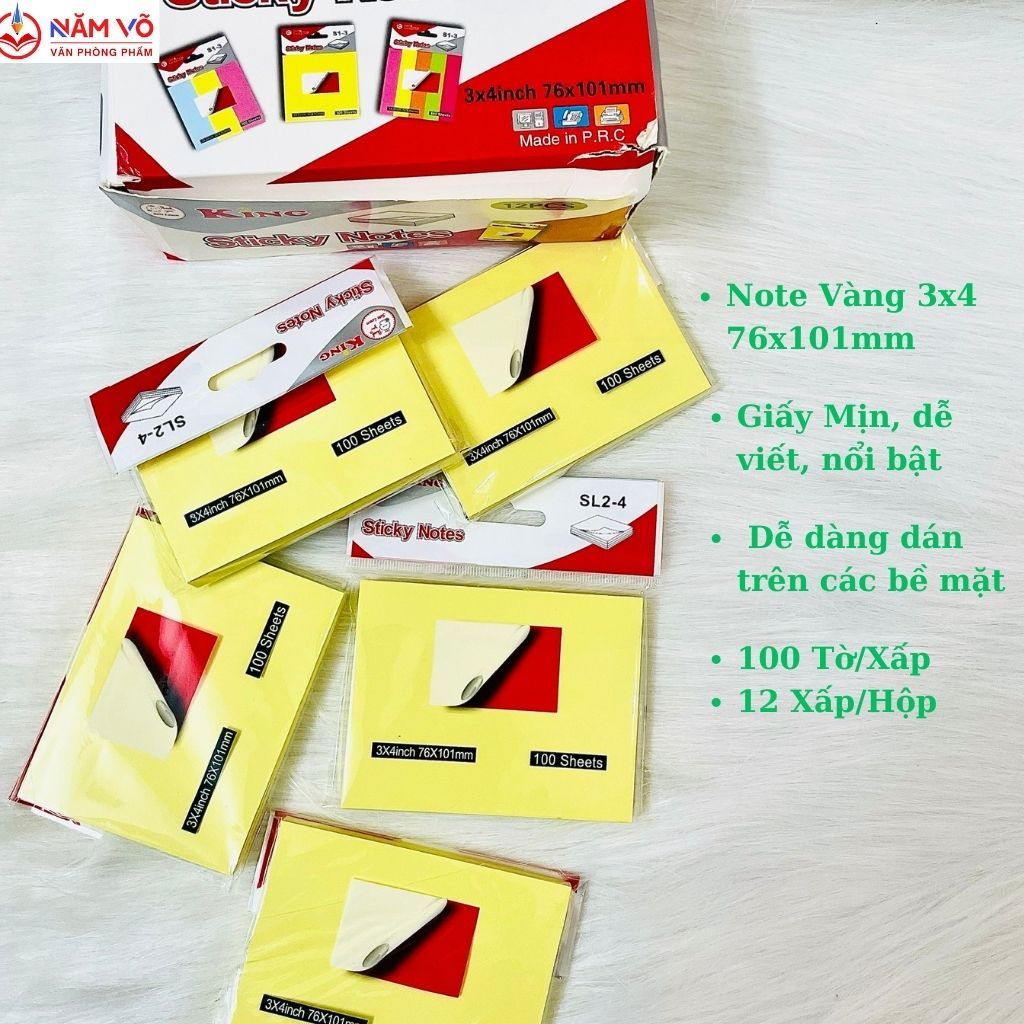 [VÀNG 3X4] XẤP 100 Tờ Giấy Note / Giấy Ghi Nhớ / Giấy Ghi Chú Màu Vàng ...