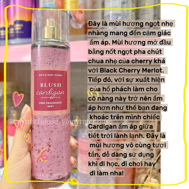 XỊT thơm body mist Blush Cardigan Bath & Body Works | Shopee Việt Nam