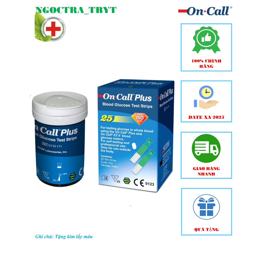 Hộp 25 Que thử đường huyết OnCall Plus (dùng cho máy OnCall Plus ...