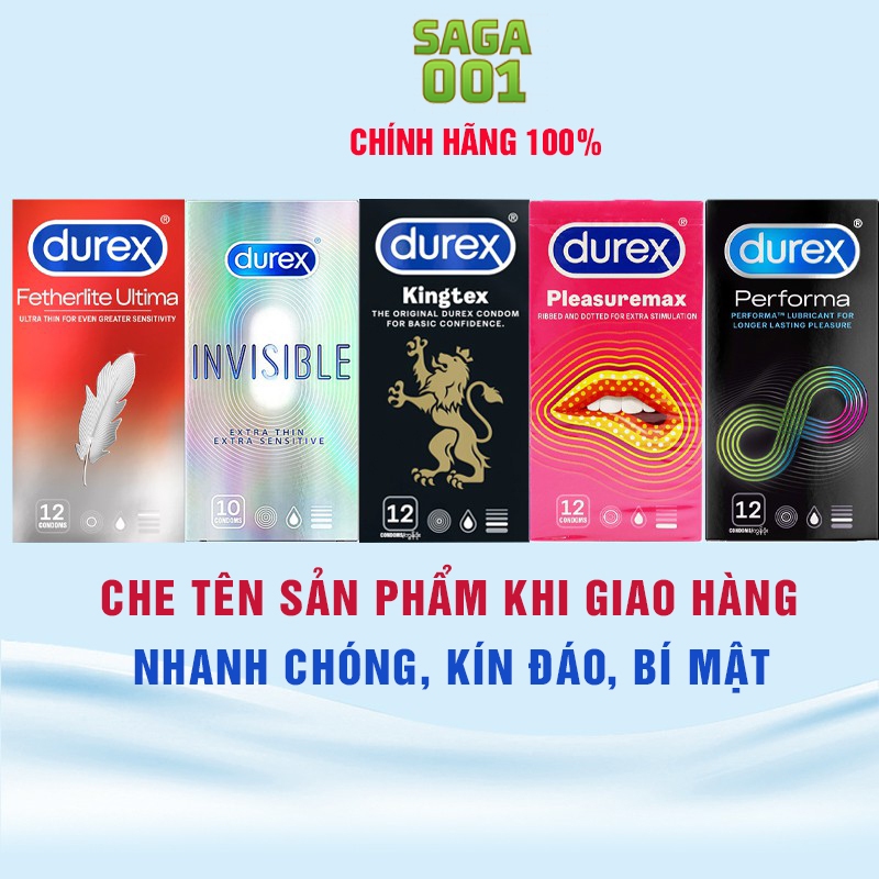 Bao Cao Su Durex Pleasuremax, Invisible, Performa, Fetherlite Ultima, Kingtex Hộp 12c, 1c Bcs Đủ ...