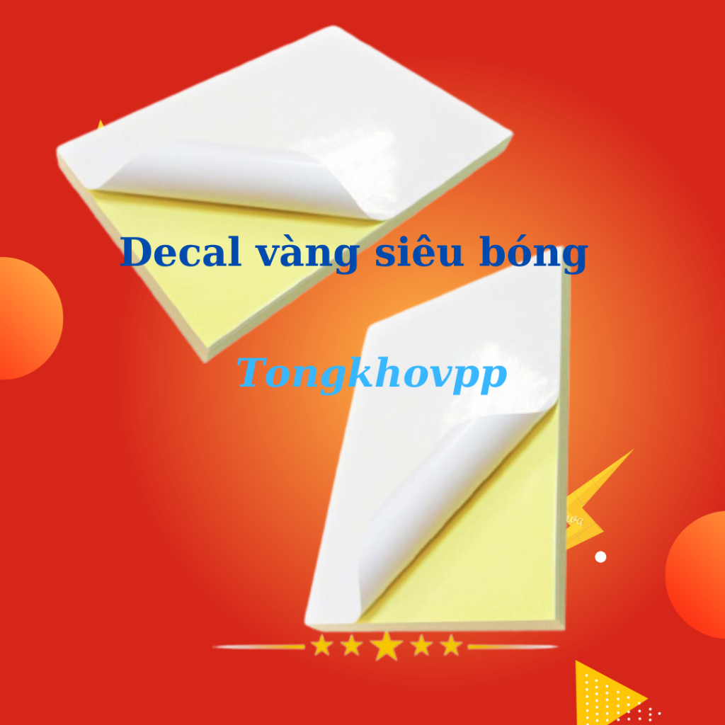 Decal đế vàng siêu bóng - Mặt nhám khổ A4 100 tờ/ tập | Shopee Việt Nam