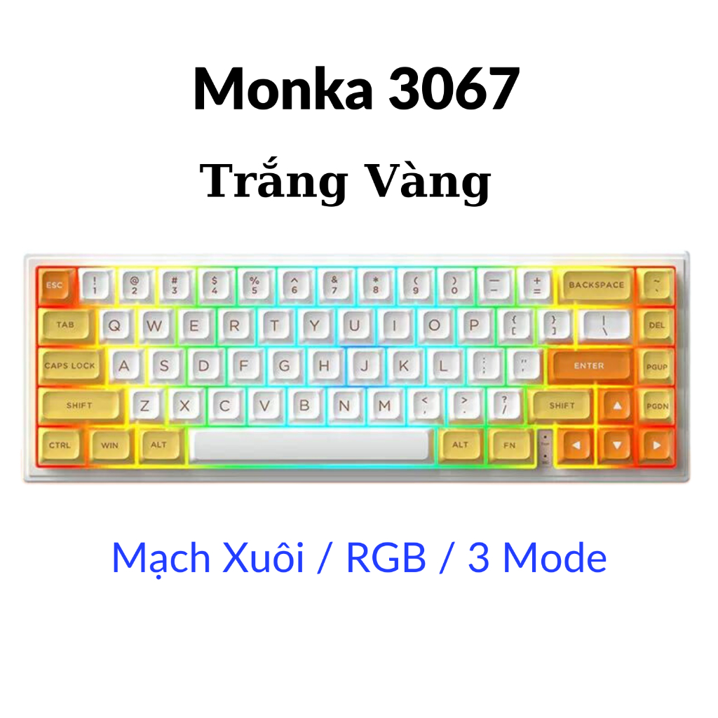 MONKA 3067 - Bàn phím cơ MONKA 3067 Không Dây, Mạch Xuôi, Led RGB, Kết ...
