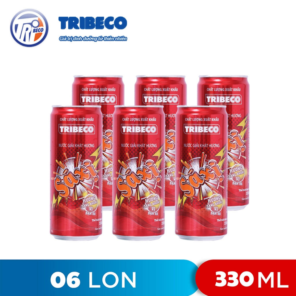 LỐC 6 LON NƯỚC GIẢI KHÁT HƯƠNG SÁ XỊ TRIBECO 330ML | Shopee Việt Nam