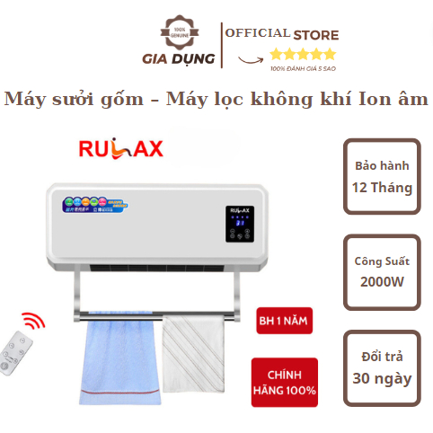 Máy sưởi gốm, quạt sưởi Rulax, Rapido RCH2000-D, Gen chính hãng, ấm ...