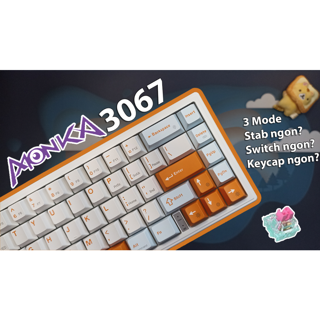 [Bán lại] Bàn phím Monka 3067 màu trắng cam | 3 mode | led RGB | keycap ...