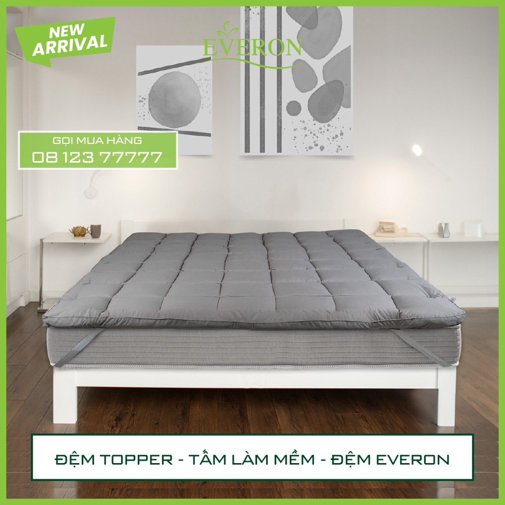 ĐỆM TOPPER - NỆM TOPPER EVERON - MÀU GHI - TẤM TĂNG TIỆN NGHI LÀM MỀM ...