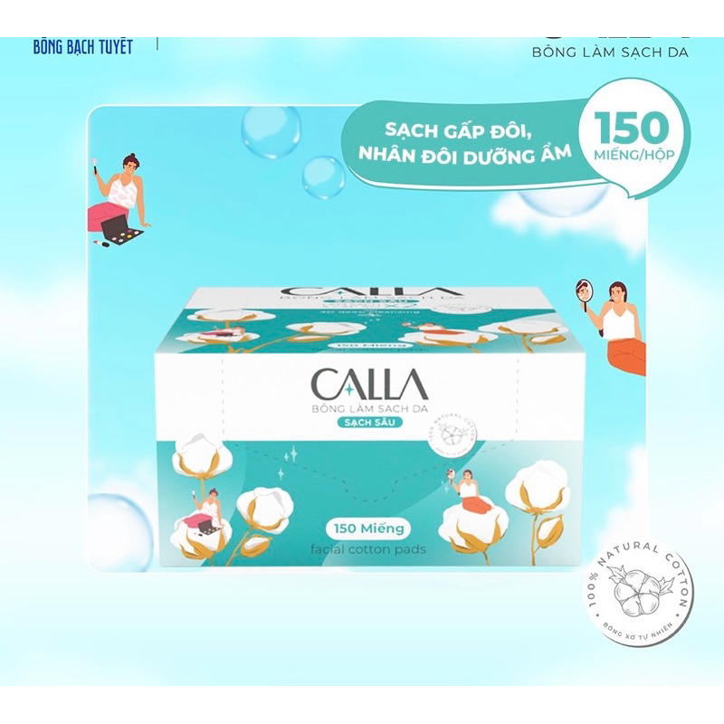 Bông Tẩy Trang CHÍNH HÃNG 100% CALLA -IPECK-SILCOT - Làm sạch sâu bụi bẩn,trang điểm, mềm mịn ...