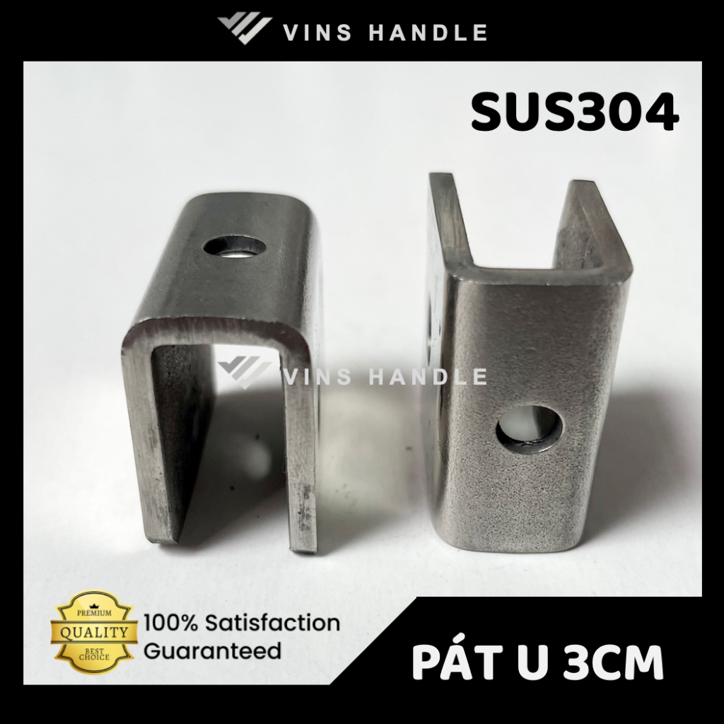 PÁT INOX BẮT KÍNH CHỮ U 3F - Pát kính phòng tắm bản 3cm dùng cho kính 8 ...