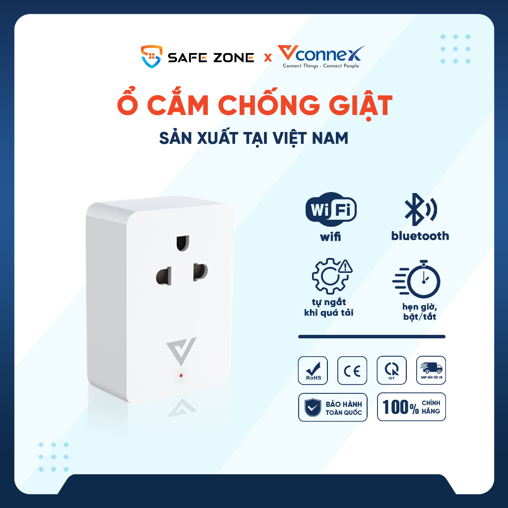 Ổ cắm điện thông minh chống giật Vconnex, công suất 3000W, VCN-WSP-RCD, Safe Zone | Shopee Việt Nam