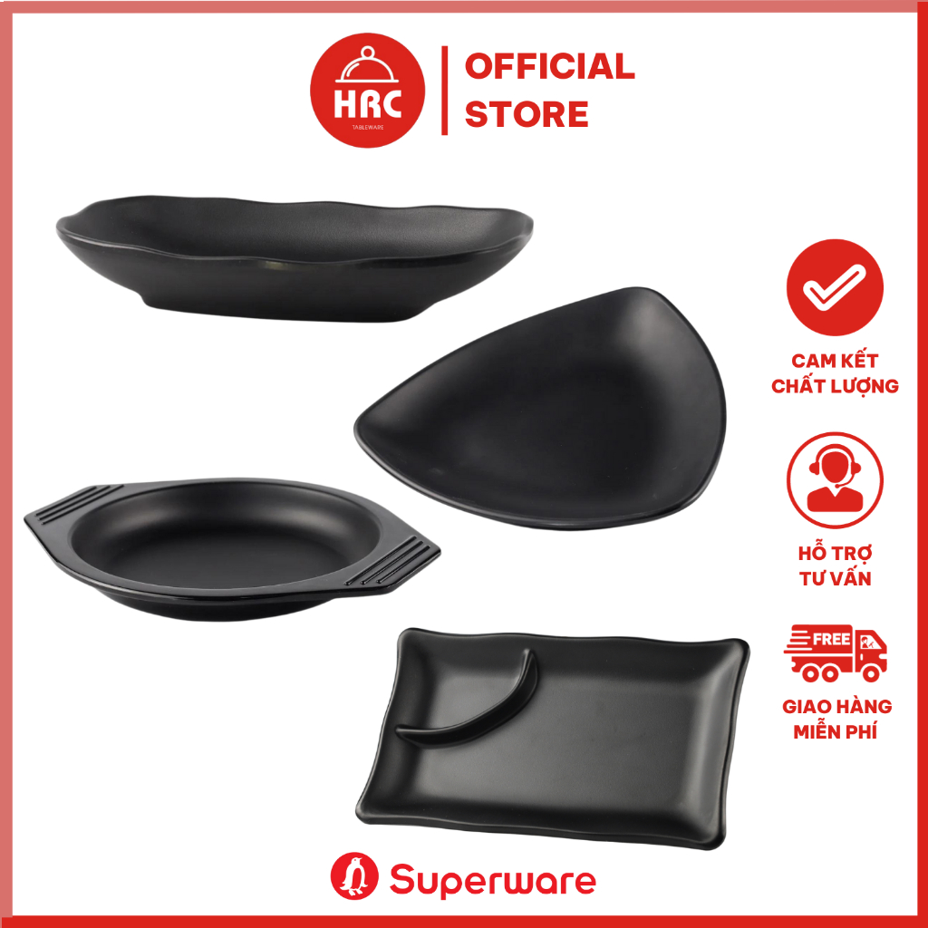 Bộ Đĩa Vuông Tròn 100% Melamine Đĩa Nhà Hàng Srithai Superware Màu Đen Nhám [BỀN ĐẸP][SANG TRỌNG ...
