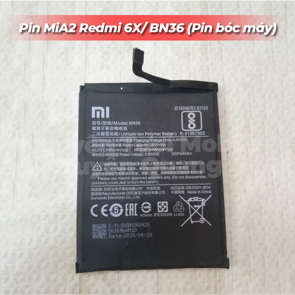 Pin MiA2 Redmi 6X/BN36 (Pin bóc máy) | Shopee Việt Nam