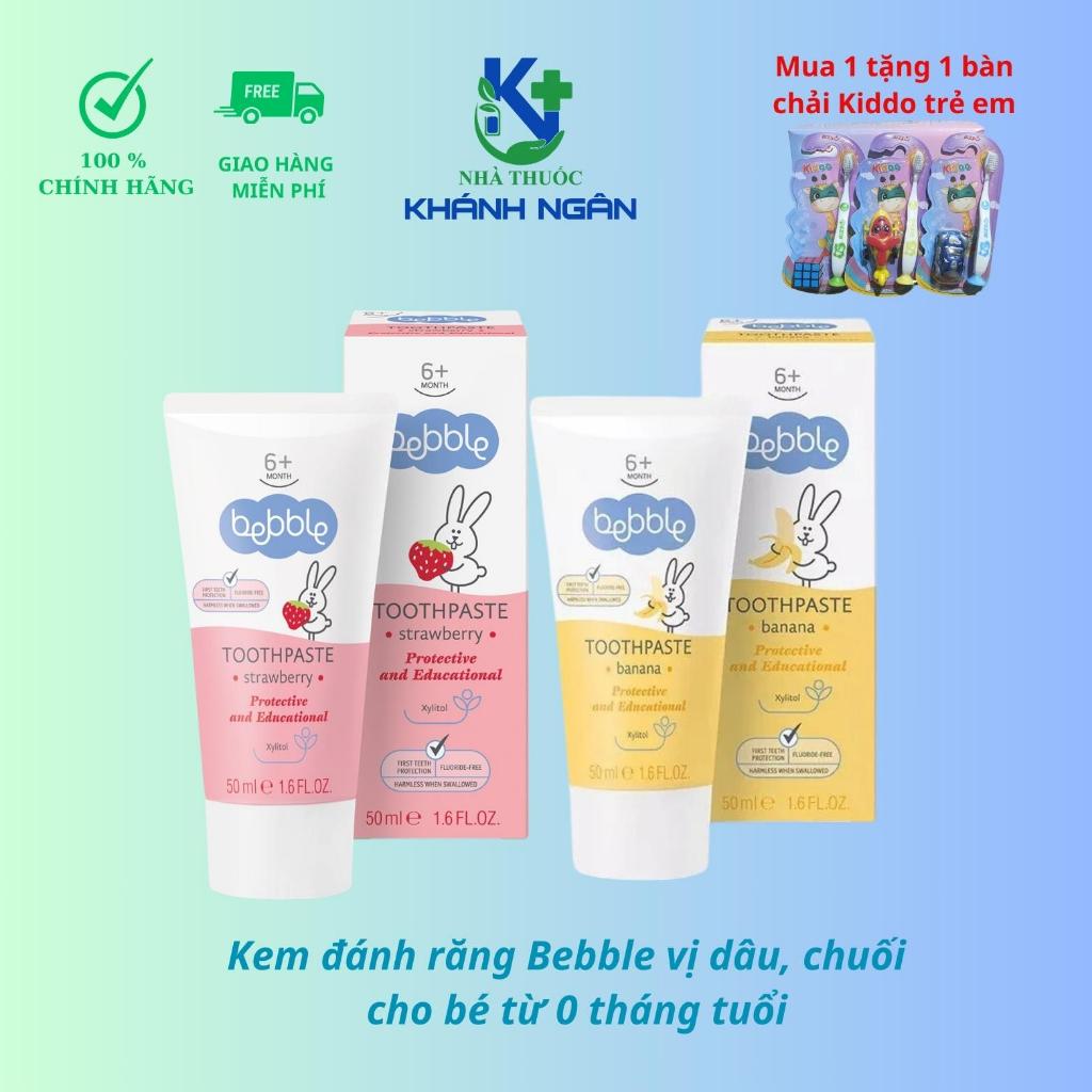 Kem đánh răng Bebble Toothpaste cho bé 6M+ 50ml hương dâu/chuối ...