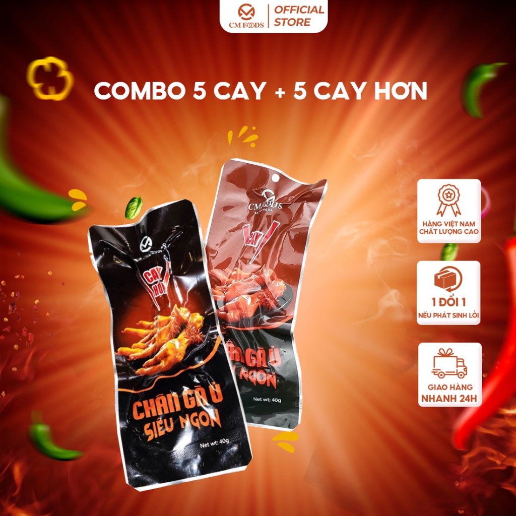Combo Chân Gà Ủ Vị 5 Cay + 5 Cay hơn - Chân Gà Siêu Ngon CM Foods ...