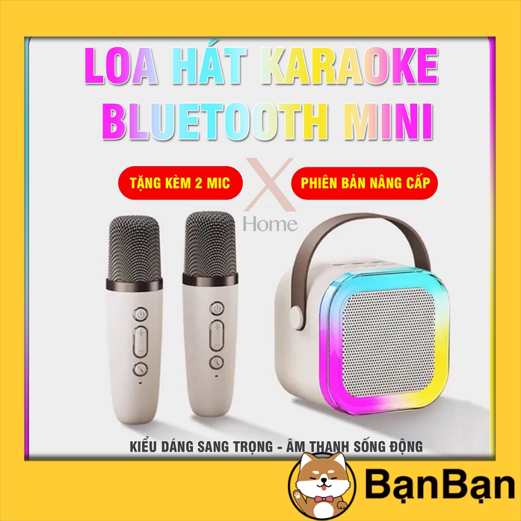 Loa Bluetooth Karaoke Mini SPE K12 Kèm 2 Mic Hát Không Dây Âm Thanh Lớn ...