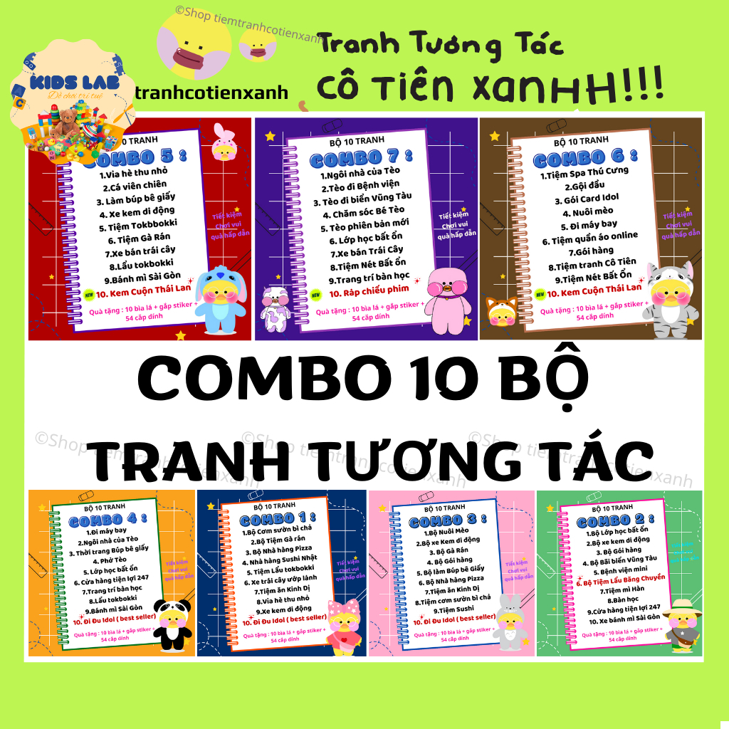 COMBO 10 Bộ Tranh CÔ TIÊN XANH, Tranh Tương Tác Cho Bé | Shopee Việt Nam