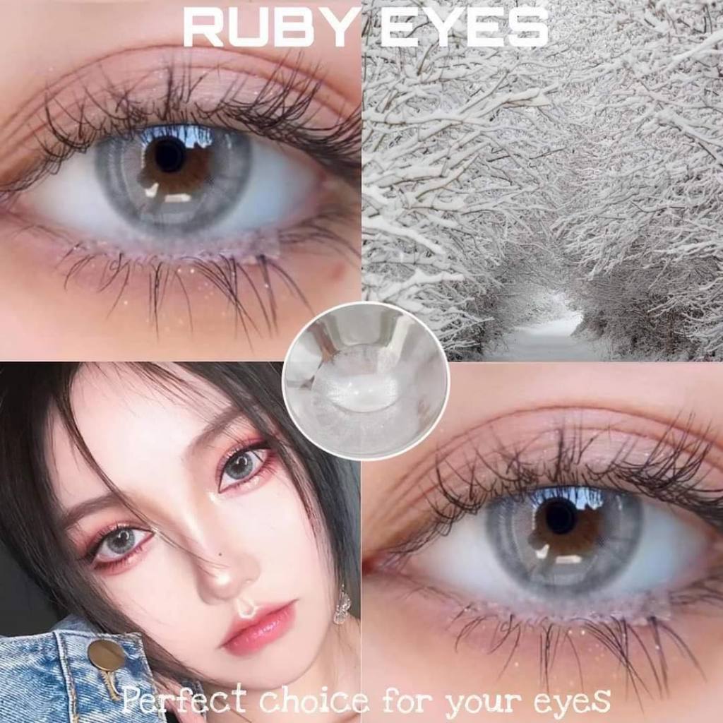 Ruby Eyes Kính Áp Tròng Mẫu Xám Smoky Gray Silicone Hydrogel Ruby Eyes