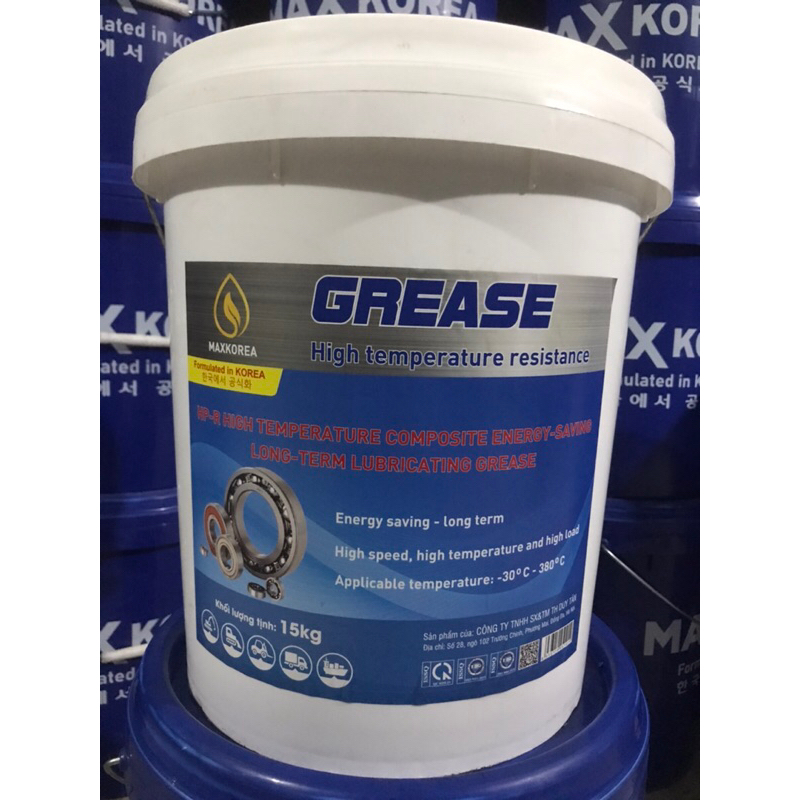 MỠ VÒNG BI TỐC ĐỘ CAO CHỊU NHIỆT MAX KOREA GREASE MÀU XANH XÔ 15KG | Shopee Việt Nam