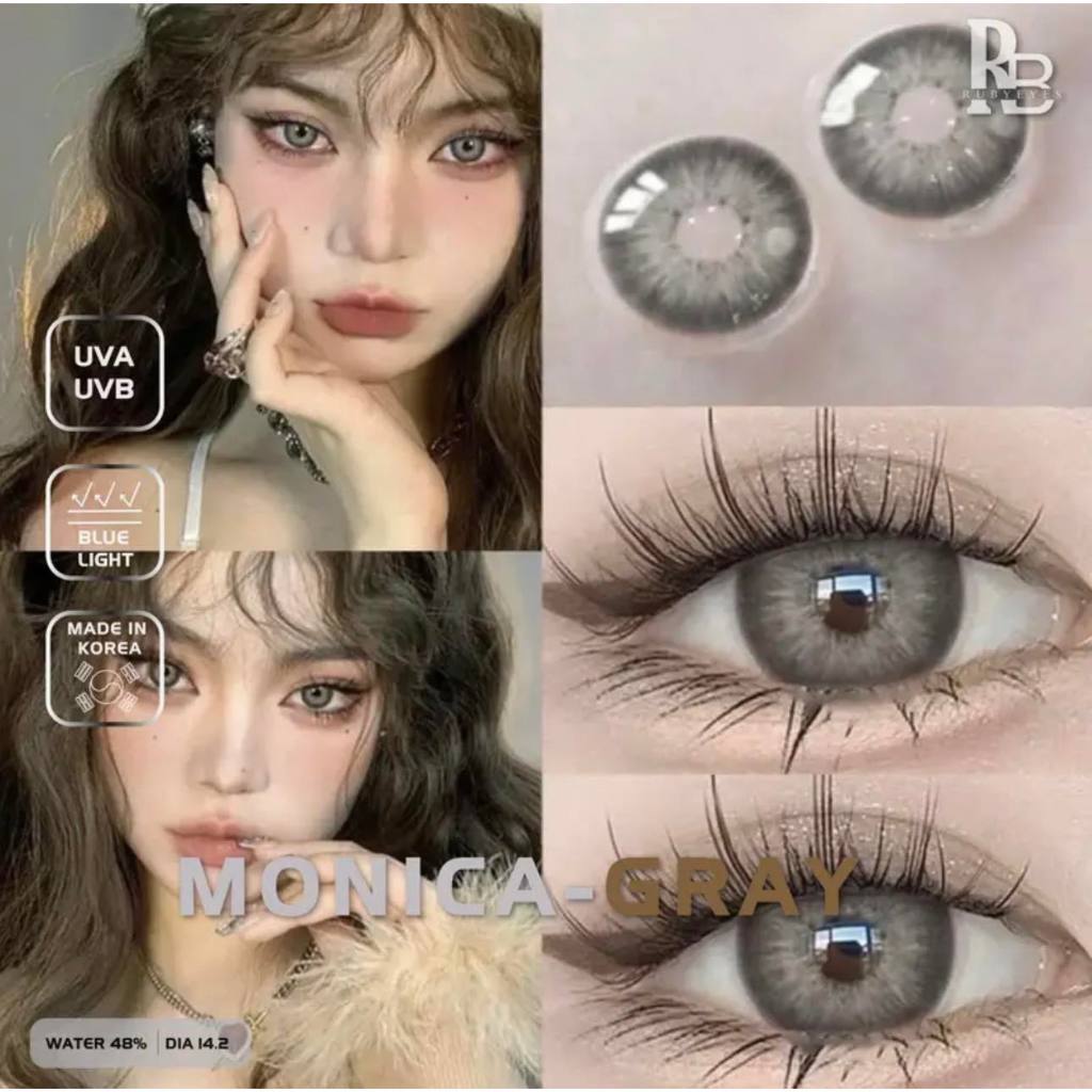 Ruby Eyes Kính Áp Tròng Mẫu Xám Monica Gray Silicone Hydrogel Ruby Eyes