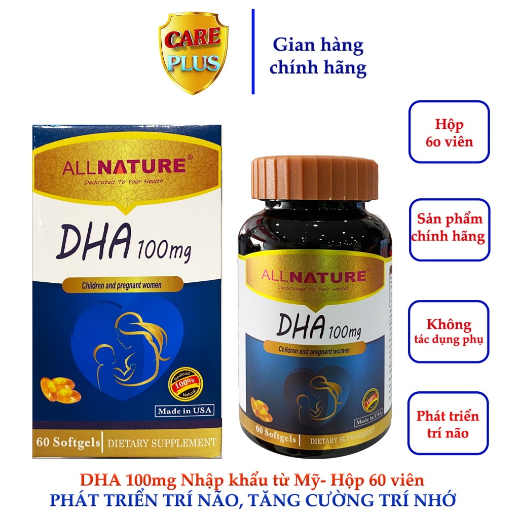 Viên uống DHA 100mg – All Nature Nhập khẩu từ Mỹ, Bổ sung DHA giúp phát ...