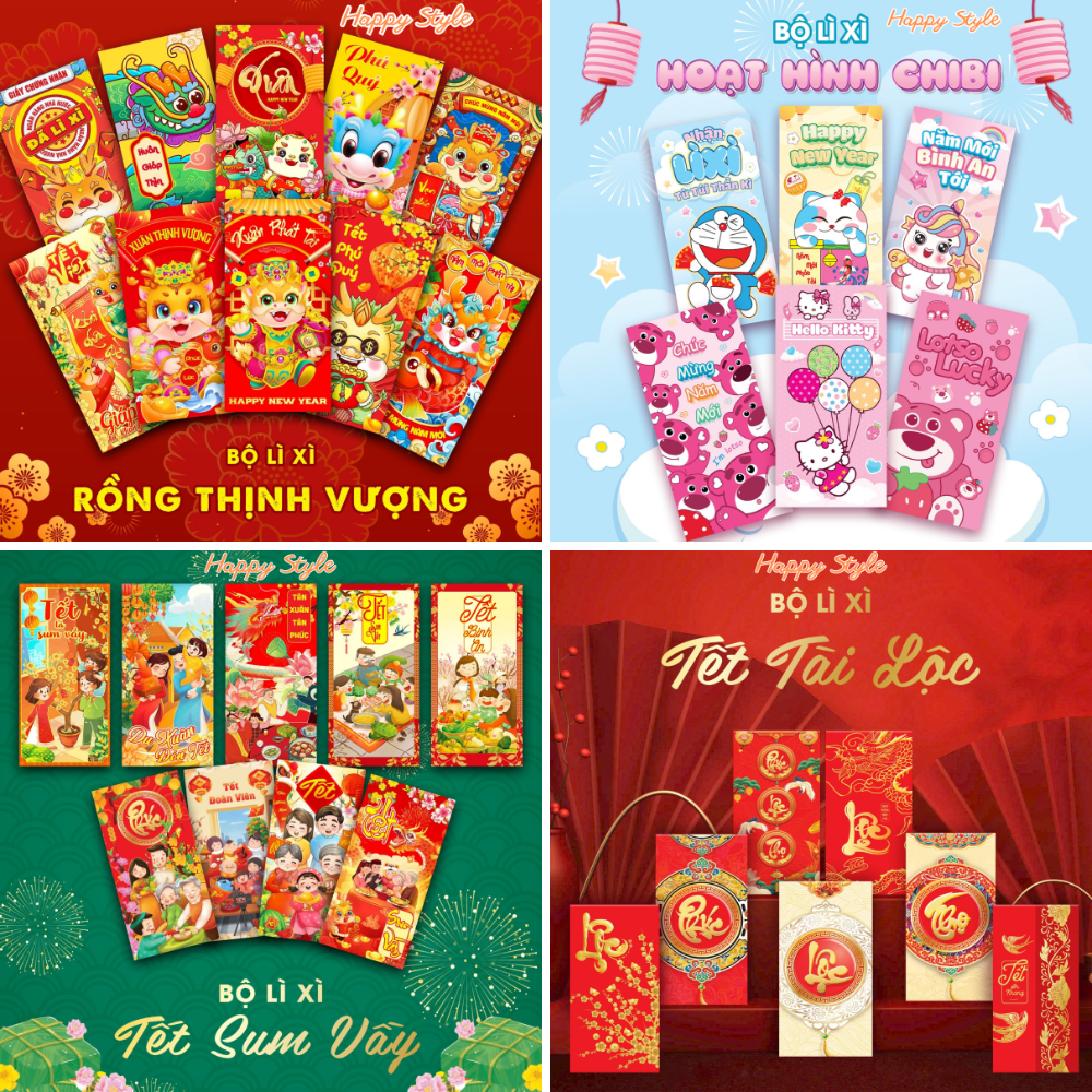 Bao Lì Xì Set 100 Lì Xì Tết 2024 Giáp Thìn Tổng Hợp | Shopee Việt Nam