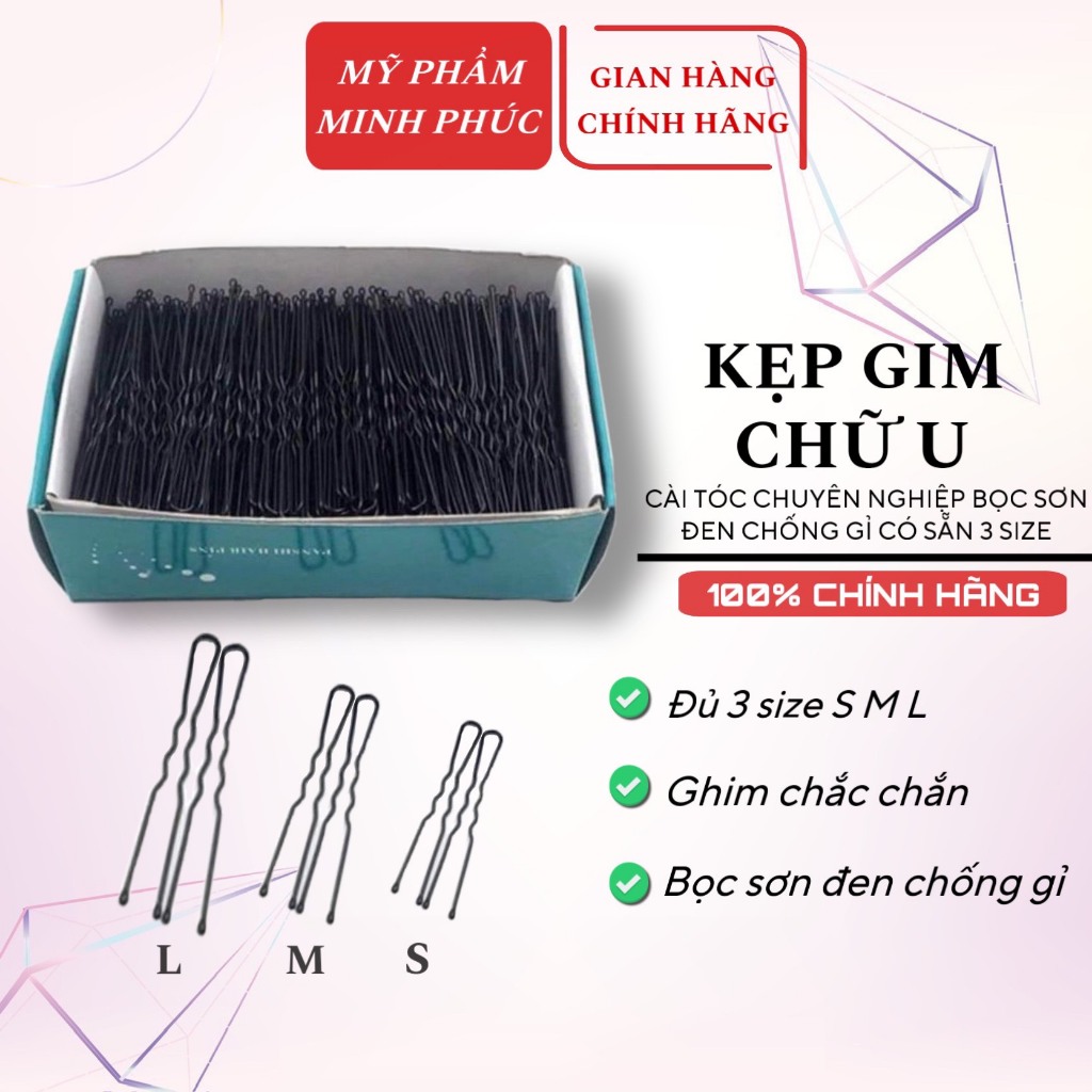 Kẹp ghim chữ U cài tóc chuyên nghiệp bọc sơn đen chống gỉ có sẵn 3 size S M L 500g | Shopee Việt Nam