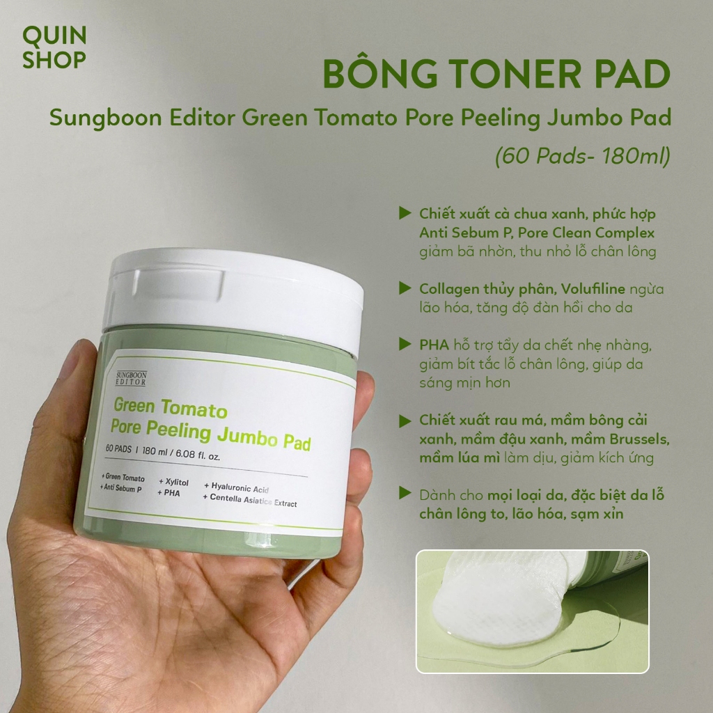 Nước Cân Bằng Và Toner Pad Cà Chua Xanh Sungboon Editor Green Tomato ...