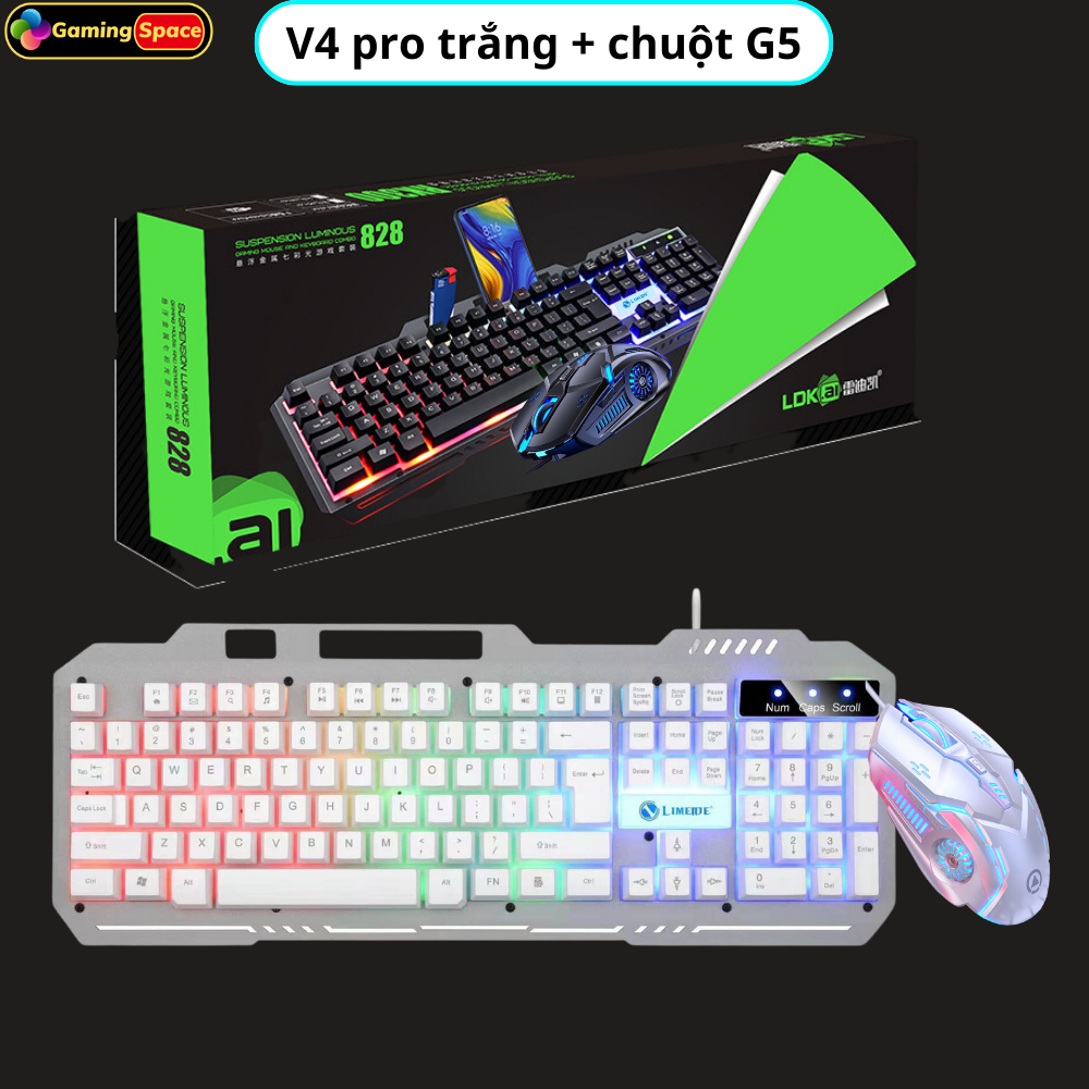 Bàn phím máy tính gaming V4 | V4Pro Led RGB chống nước chuyên game PC | Laptop làm việc văn ...