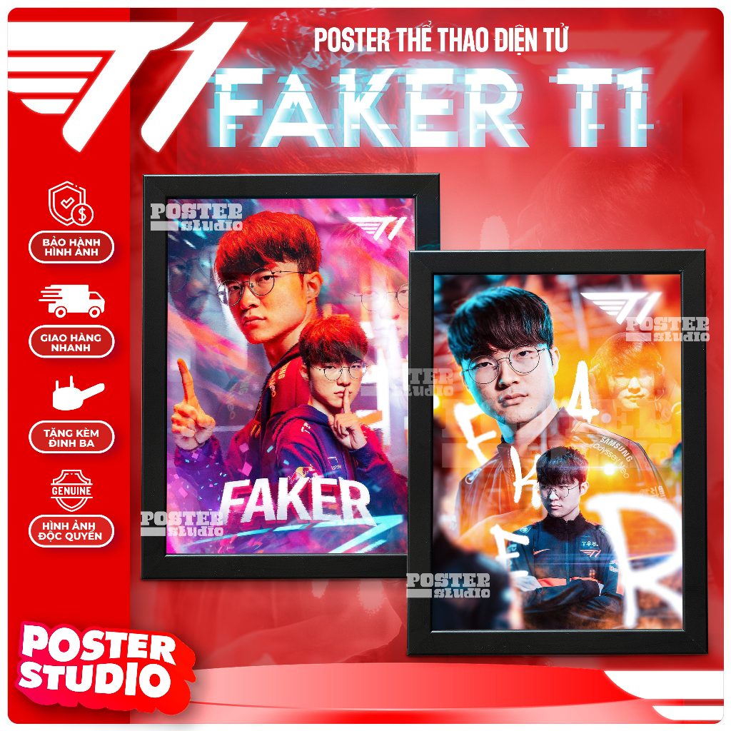 Khung ảnh poster FAKER T1 gồm 2 kích thước để bàn A5 (18cm x 24cm), treo tường A4 (24cm x 35cm ...