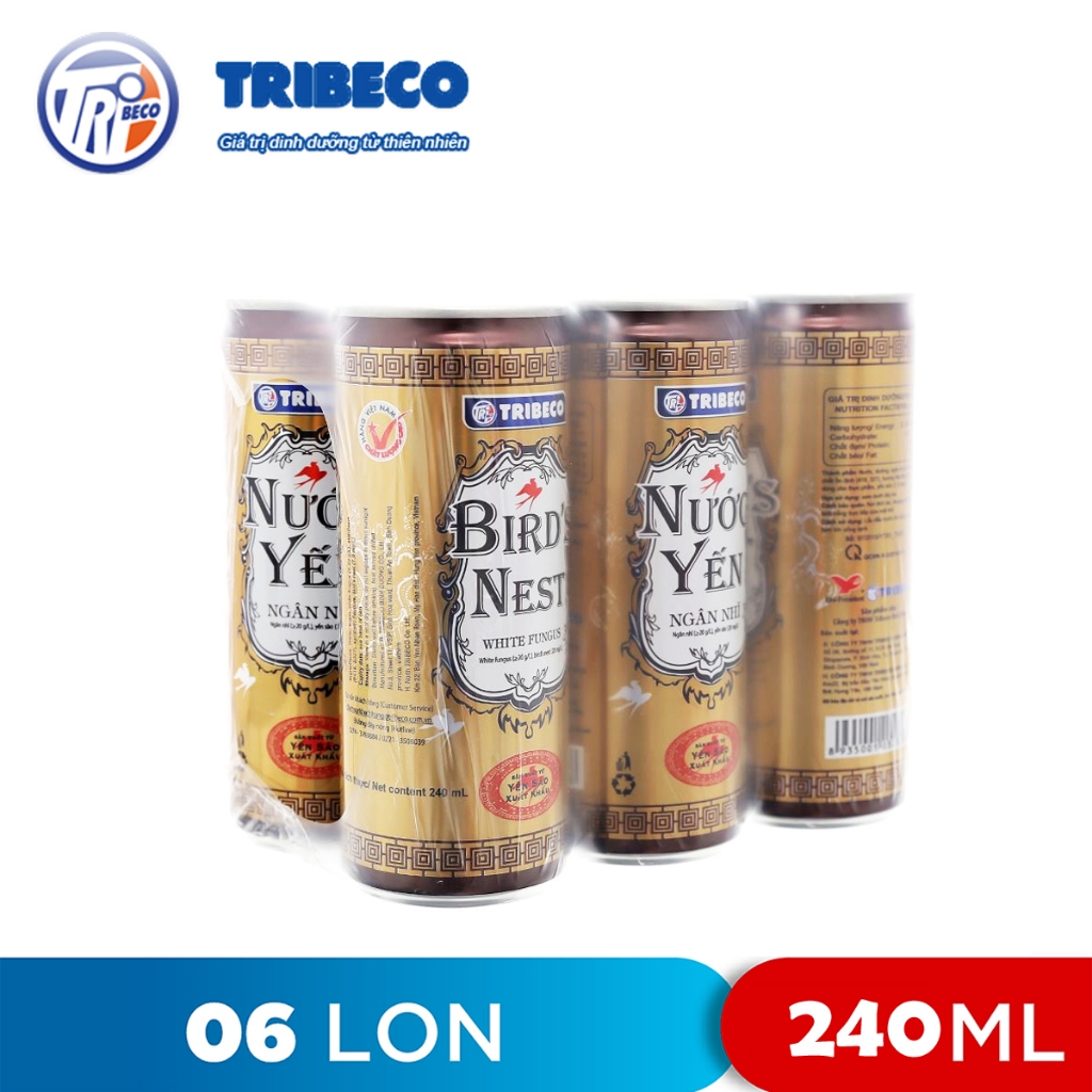 LỐC 6 LON NƯỚC YẾN NGÂN NHĨ BIRD’S NEST WHITE FUNGUS DRINK TRIBECO ...