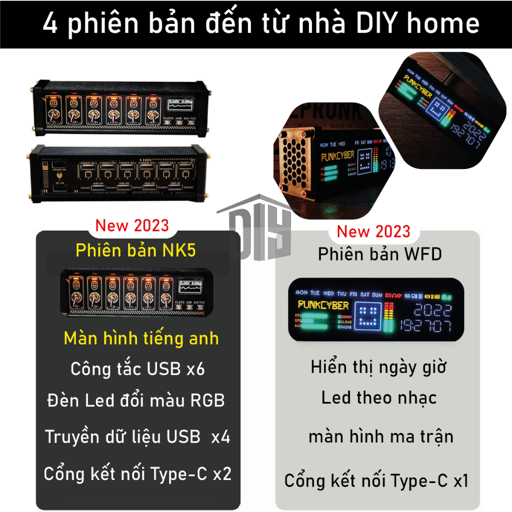 Công tắc tổng Cyberpunk hub USB mở rộng cấp nguồn cho thiết bị màn hình ...