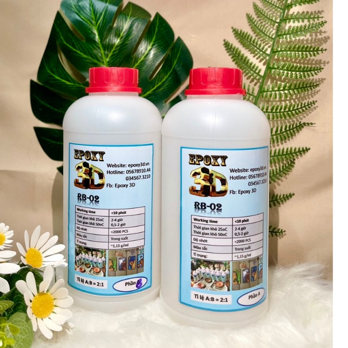 Bộ 5-10 KG Nhựa Epoxy Resin 02 Hàn Quốc nhanh khô, độ bóng cao chuyên đổ mặt bàn, vẽ cá 3D, tiểu ...