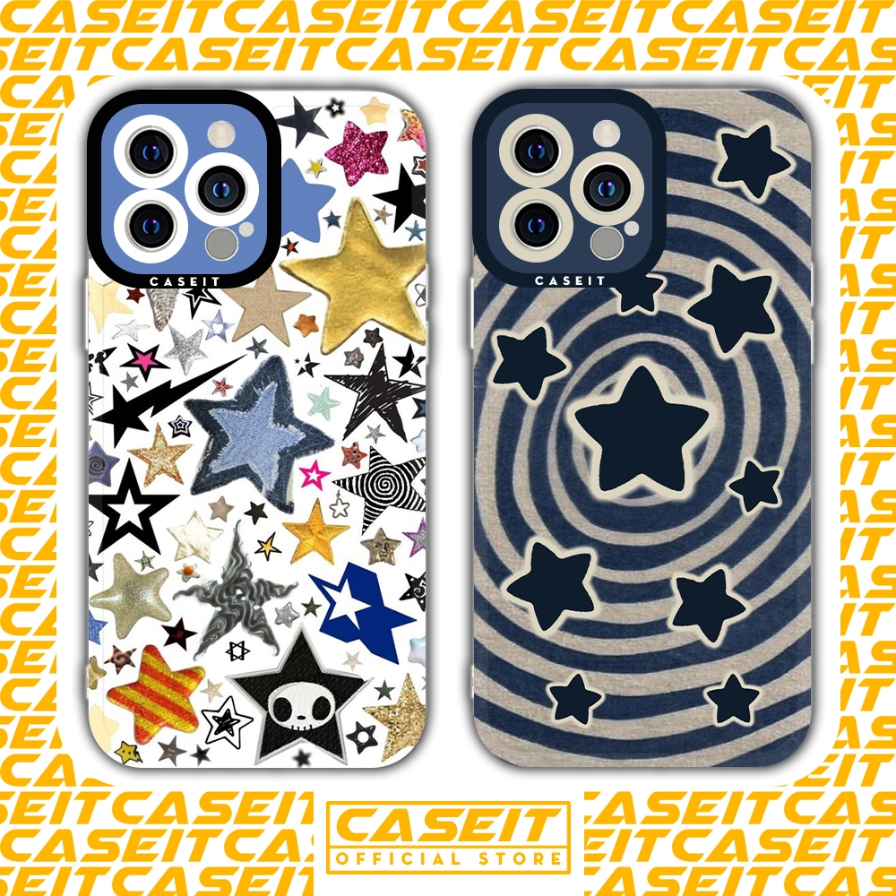 Ốp lưng iphone cạnh vuông Caseit họa tiết ngôi sao y2k xanh dương cute ...