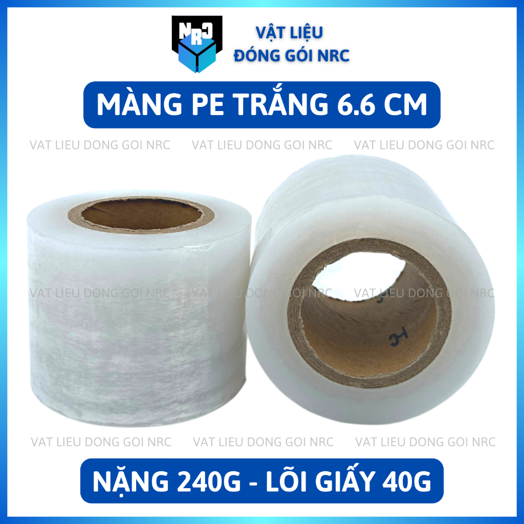 Màng PE Trắng Khổ 6.6CM - Nặng 240G - Lõi Giấy Mỏng 40G - Màng Pallet Quấn Hàng Hóa, Quấn Vali ...