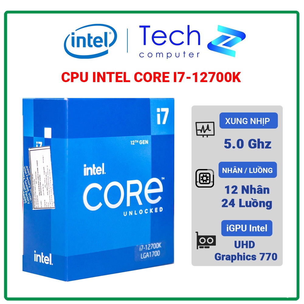 CPU Intel Core i7 12700K Box New Bảo Hành 3 Năm | Shopee Việt Nam