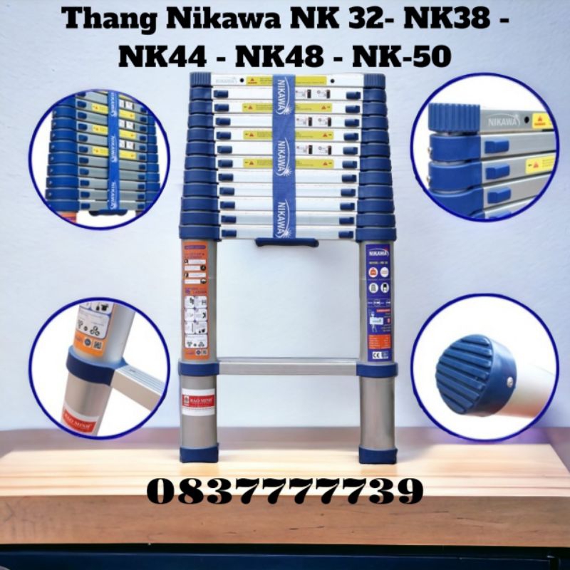 Thang rút đơn cao cấp NIKAWA NK32-NK38-NK44-NK48-NK- 50 tặng ốp đầu thang mẫu mới 2023 | Shopee ...