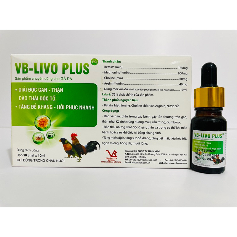 VB-LIVO PLUS - GIẢI ĐỘC GAN THẬN CHO GÀ ĐÁ, CHIM CẢNH - CHAI 10ML ...