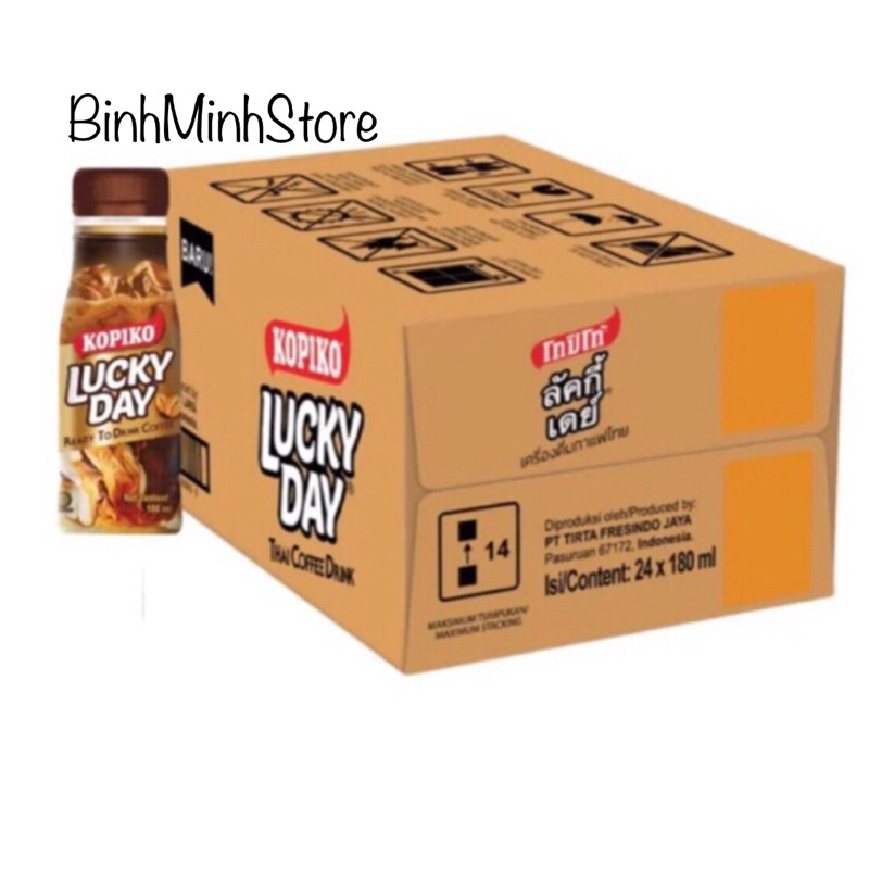 Thùng Cà Phê Sữa LuckyDay Kopiko 24 chai 180ml | Shopee Việt Nam