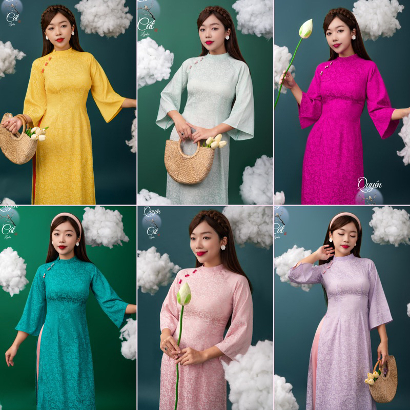 G06- Áo dài cách tân cổ lệch đính cúc/ aodailynka88 | Shopee Việt Nam