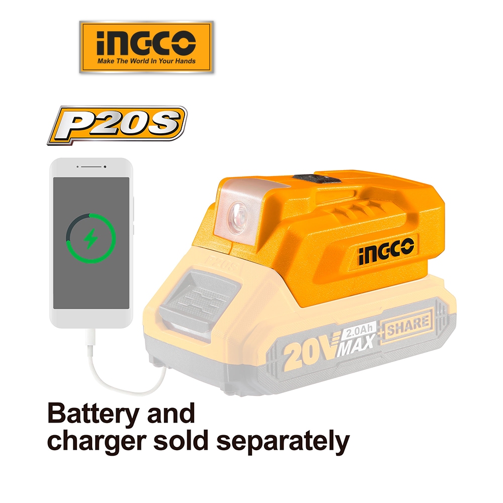 Thiết bị đế chuyển đổi Pin Sạc cổng USB 20V INGCO CUCLI2001 5V/1A 12V/0 ...