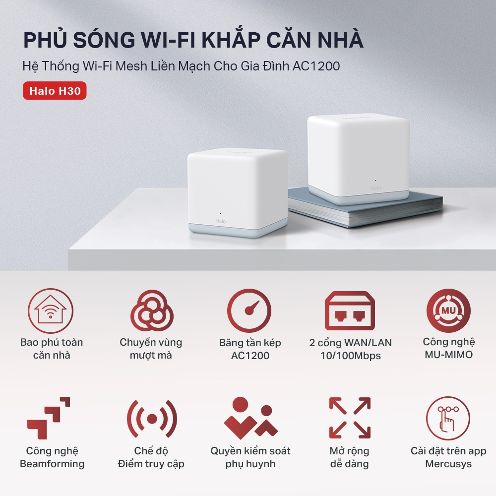 Hệ Thống Wifi Mesh Mercusys Halo S12 / H30 Chuẩn AC1200 Dành Cho Gia ...