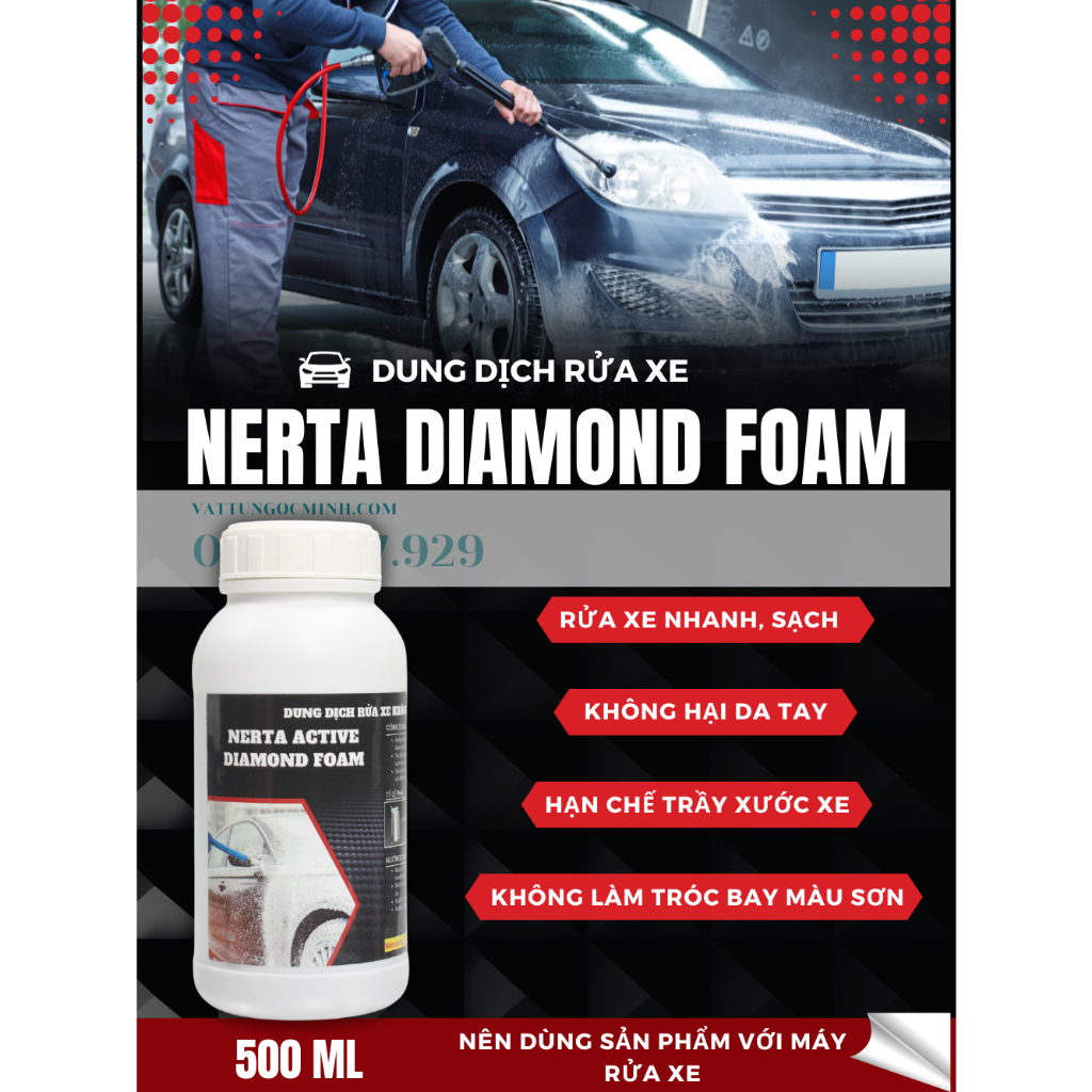 Nước rửa xe không chạm NERTA rửa trôi đất đỏ bùn đất bám lâu ngày tạo ...