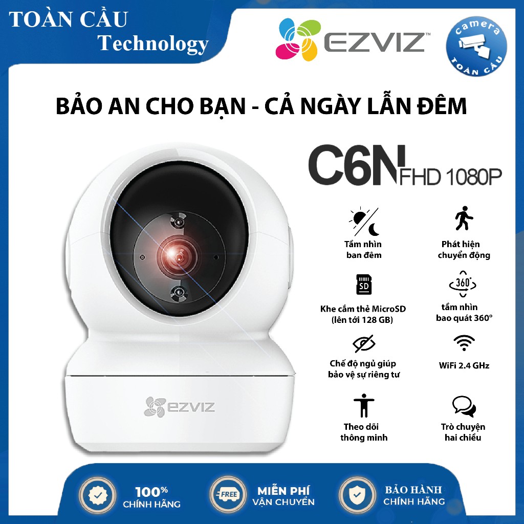 Camera IP WIFI EZVIZ CS-C6N C6N 4.0MP (1080P) - CS-CV246 Xoay 360 Thông ...