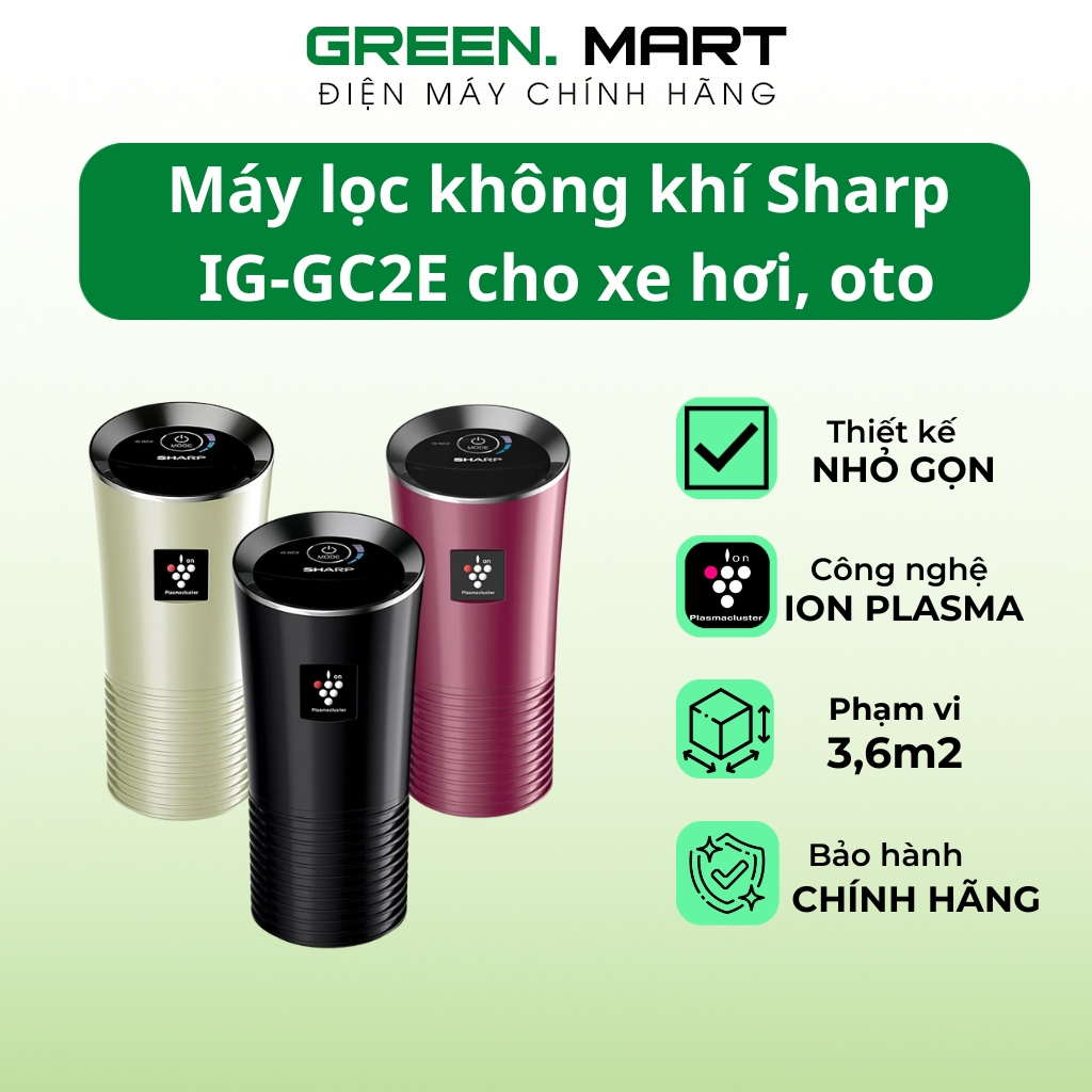 Máy lọc không khí khử mùi ô tô Sharp IG-GC2E-N | IG-GC2E-B | IG-GC2E-P ...